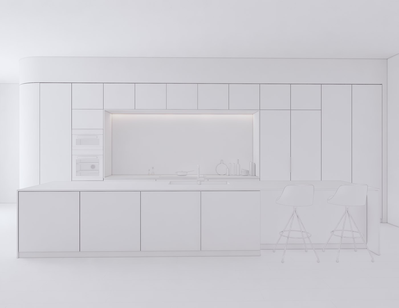 3D Modern Kitchen Created In Revit 12 - TurboSquid 1978916