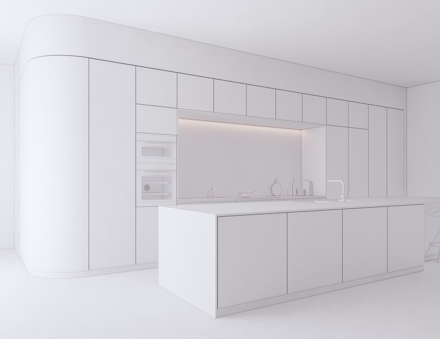 3D Modern Kitchen Created In Revit 12 - TurboSquid 1978916