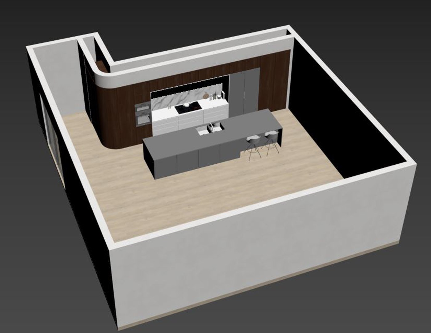 3D Modern Kitchen Created In Revit 12 - TurboSquid 1978916