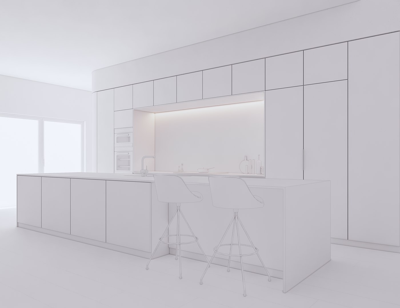 3D Modern Kitchen Created In Revit 12 - TurboSquid 1978916