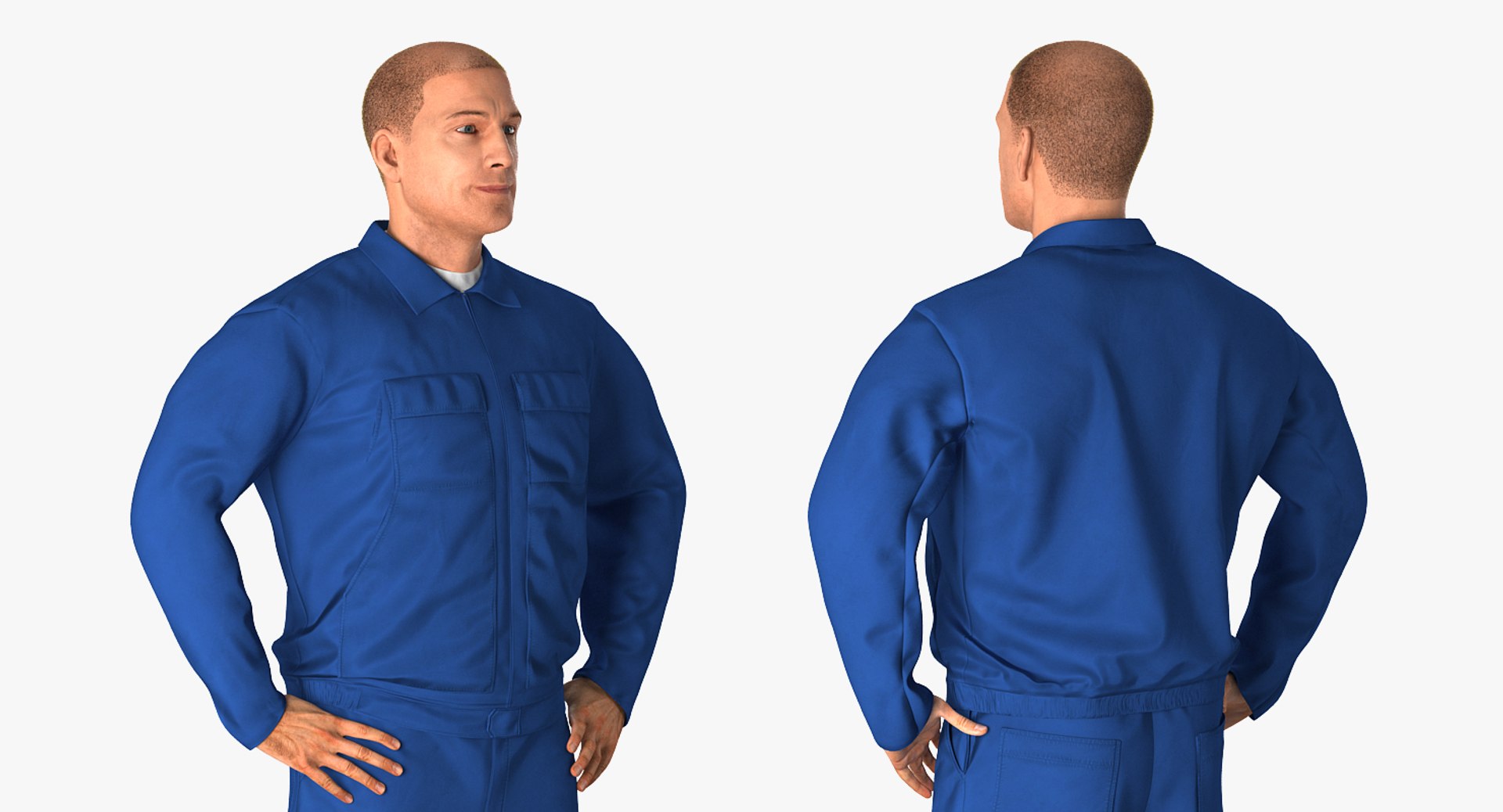 construction worker blue overalls 3d max