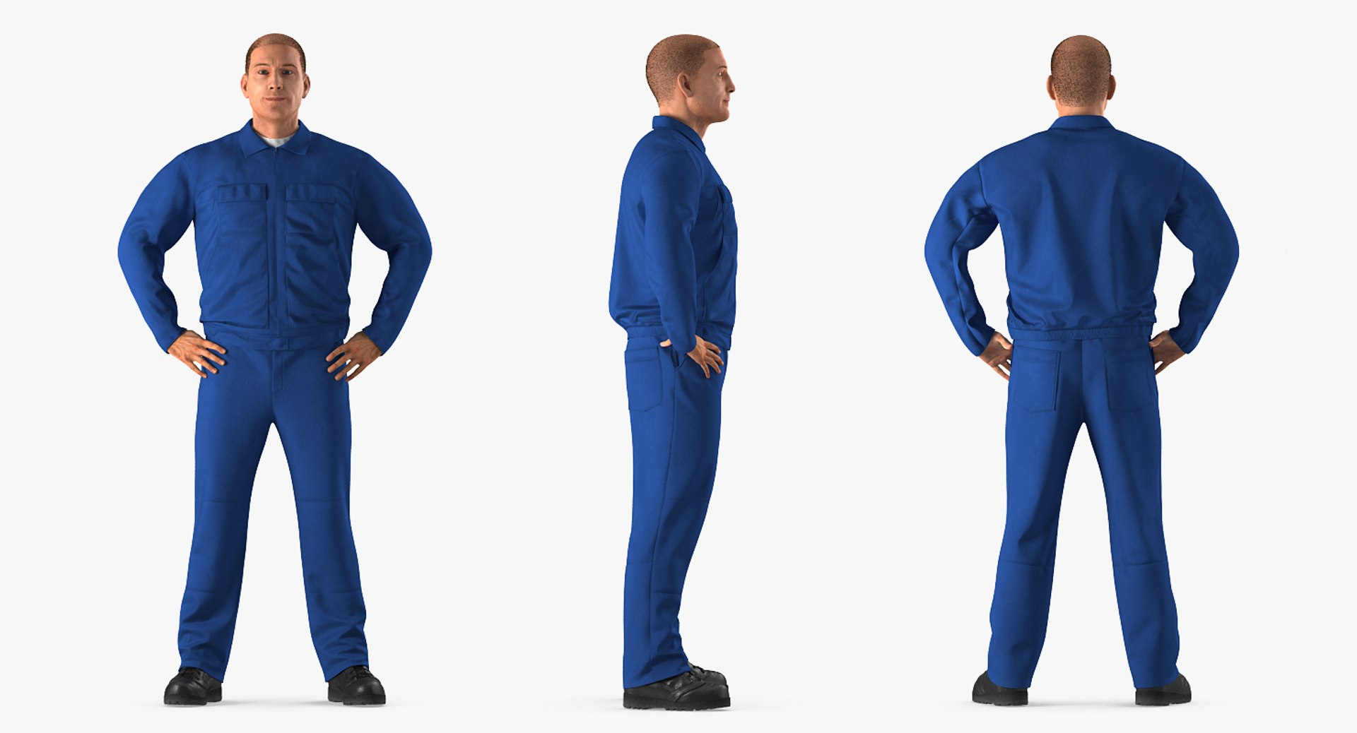 Construction Worker Blue Overalls 3d Max