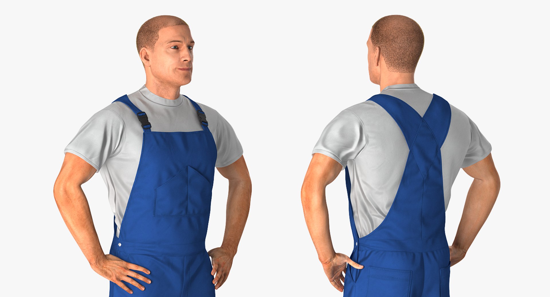 construction worker blue overalls 3d max