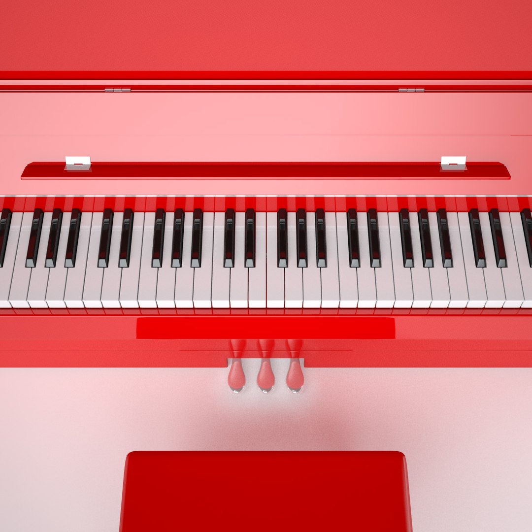 3dsmax retro upright piano red