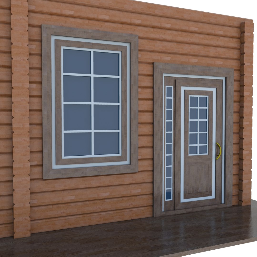 3d model wooden windows doors colors