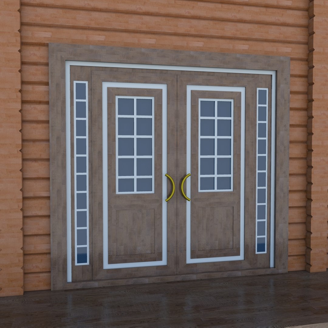 3d model wooden windows doors colors