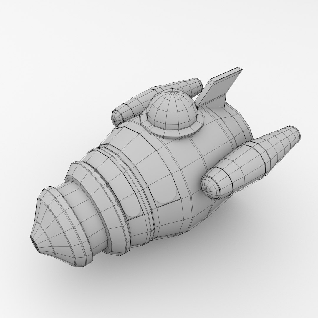 3d Retro Space Ship Model