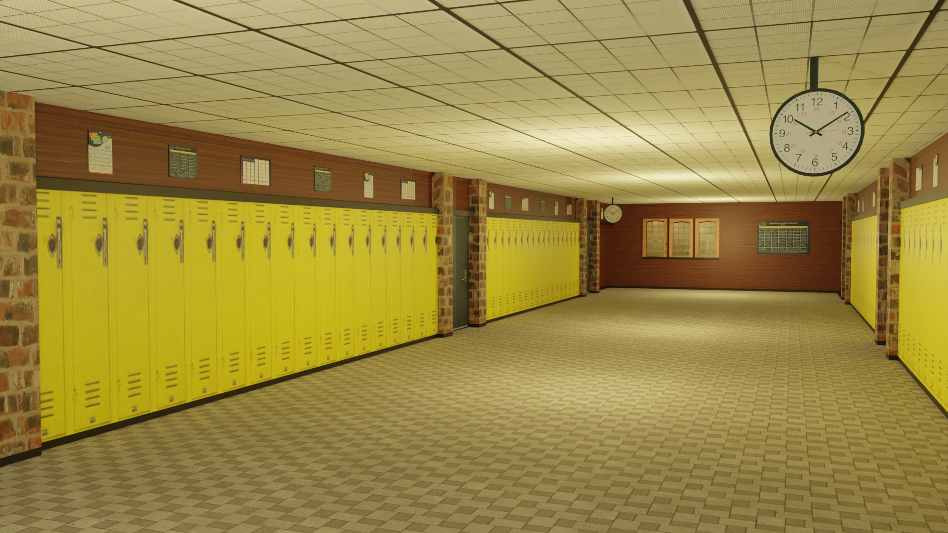 School Hallway Model - TurboSquid 2132064