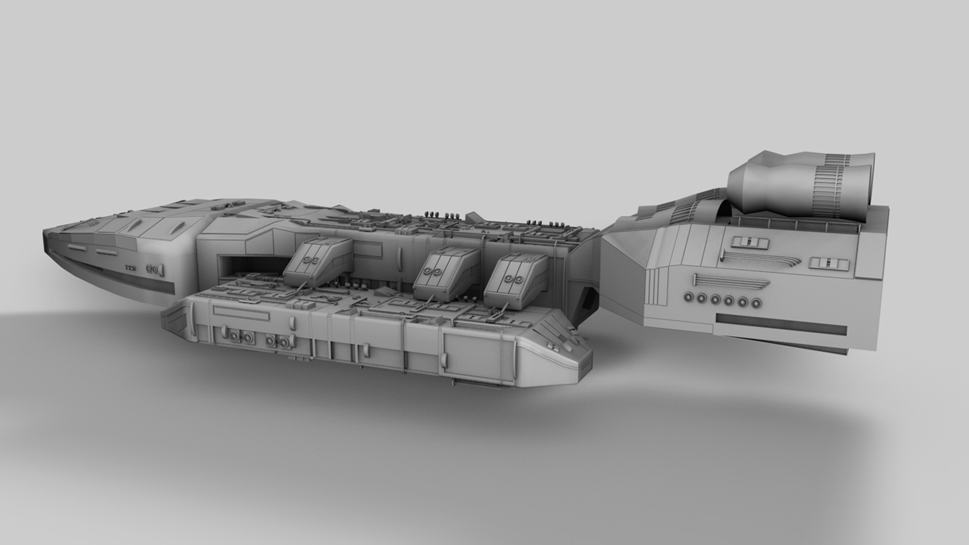 scifi destroyer 3d c4d