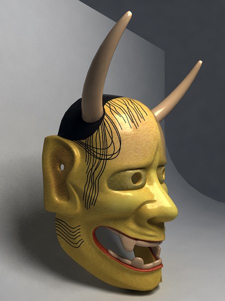 3d japanese demon mask japan model