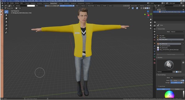 十几岁的男孩时尚风格 T 姿势3D模型 - TurboSquid 1760654