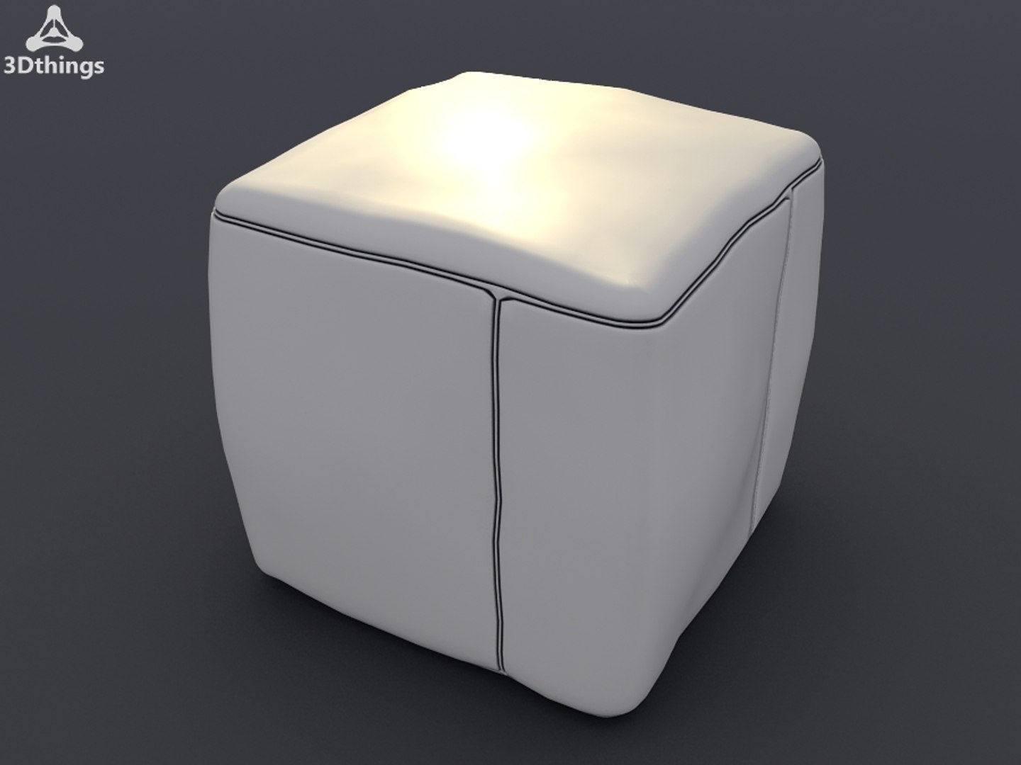 3d Model Leather Square Pouffe