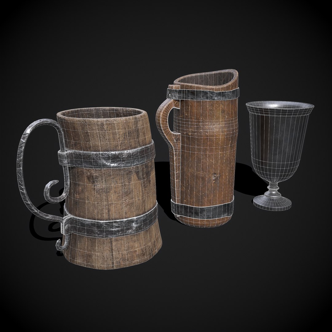 3D Medieval Three Cups - TurboSquid 1926718