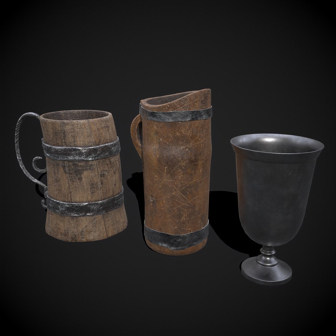 3D Medieval Three Cups - TurboSquid 1926718