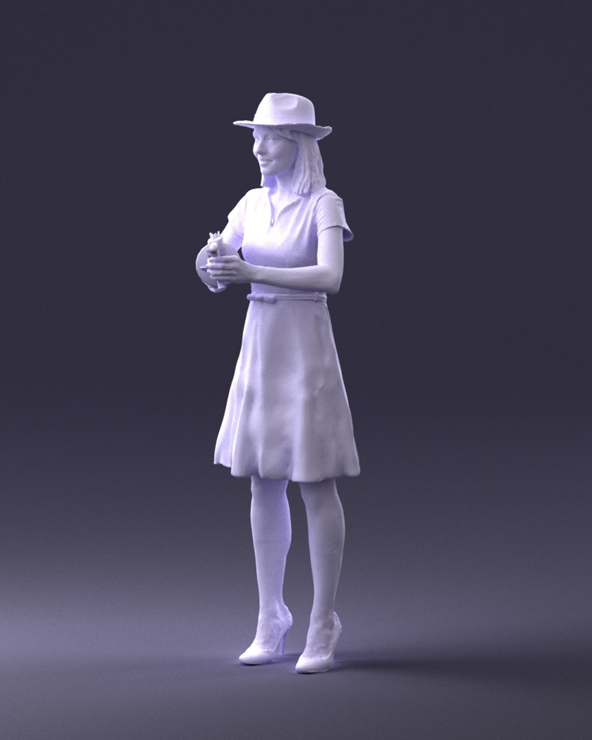3d Obj Woman Tommy Gun