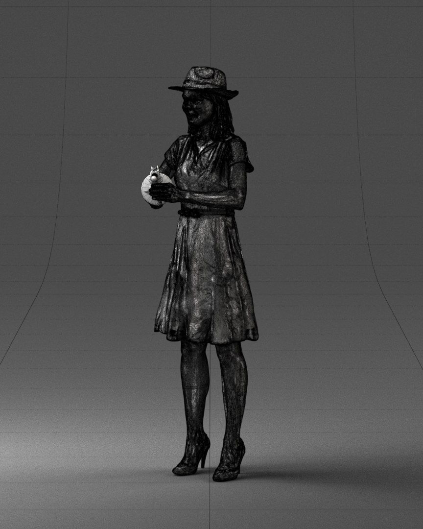 3d Obj Woman Tommy Gun