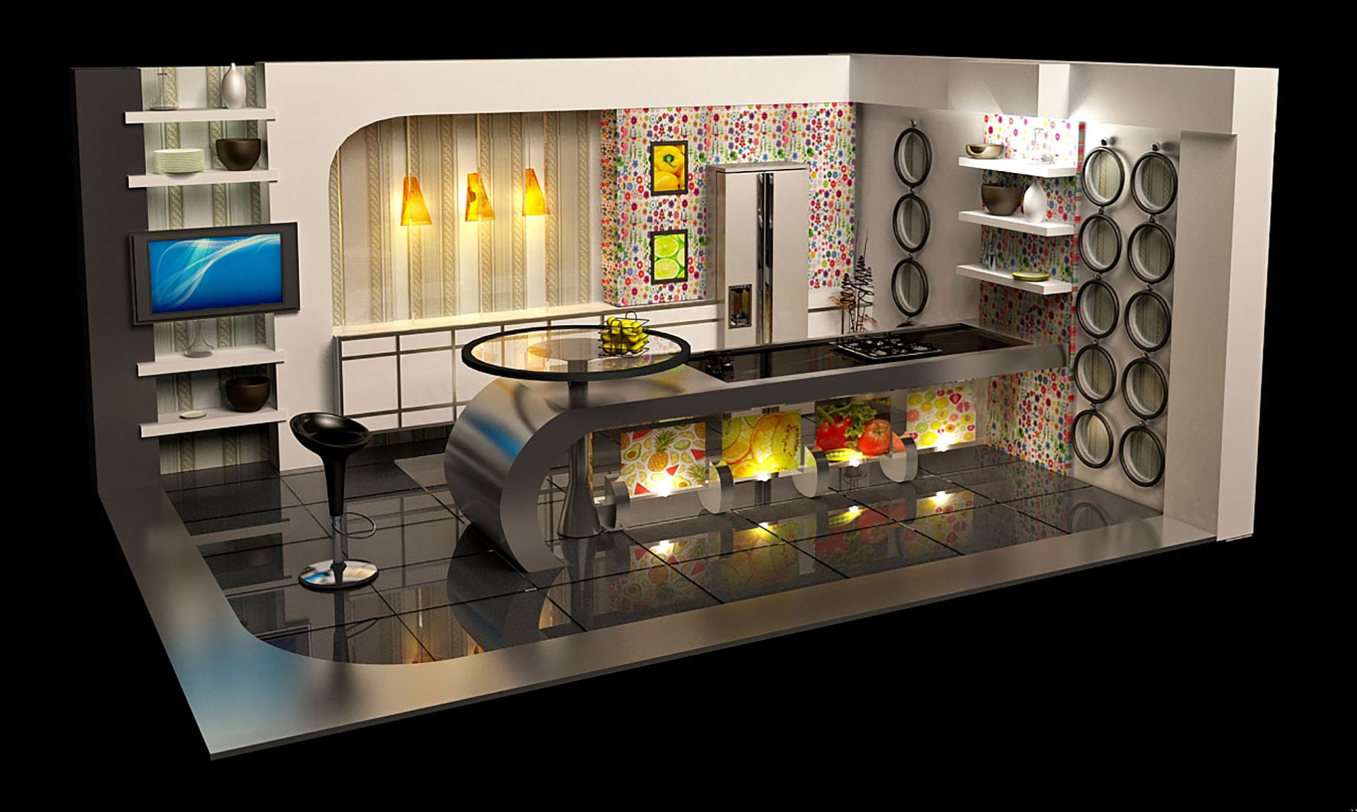 Virtual Kitchen Set TV Studio model - TurboSquid 1833667