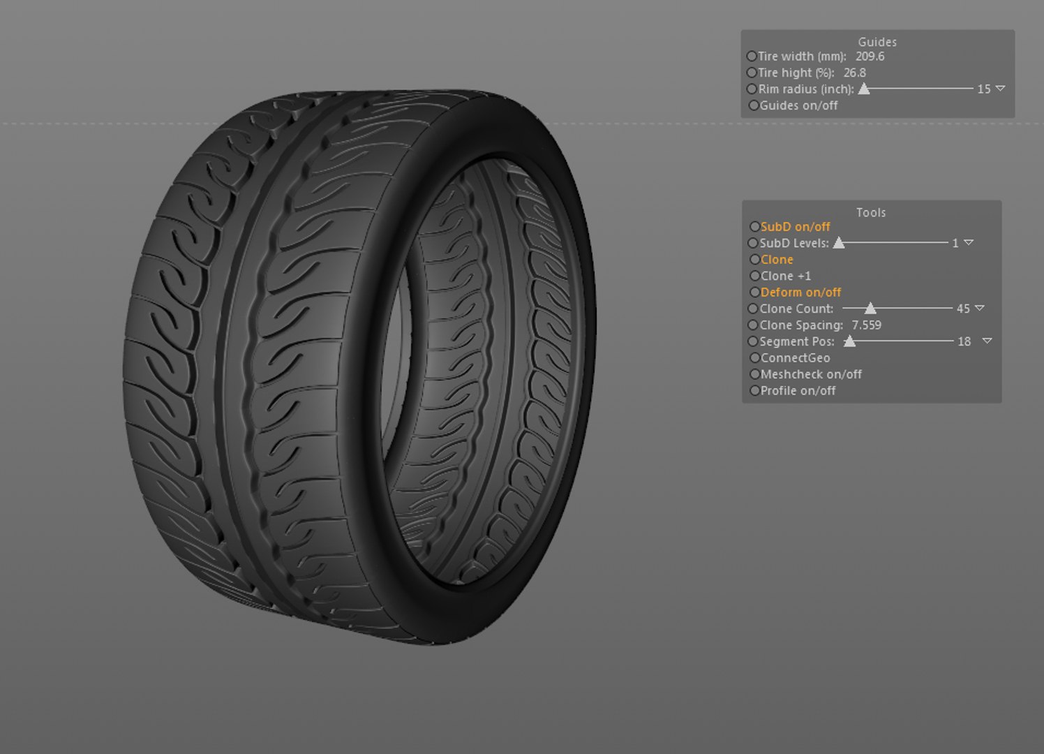 3d Model Tire Setup Profiles