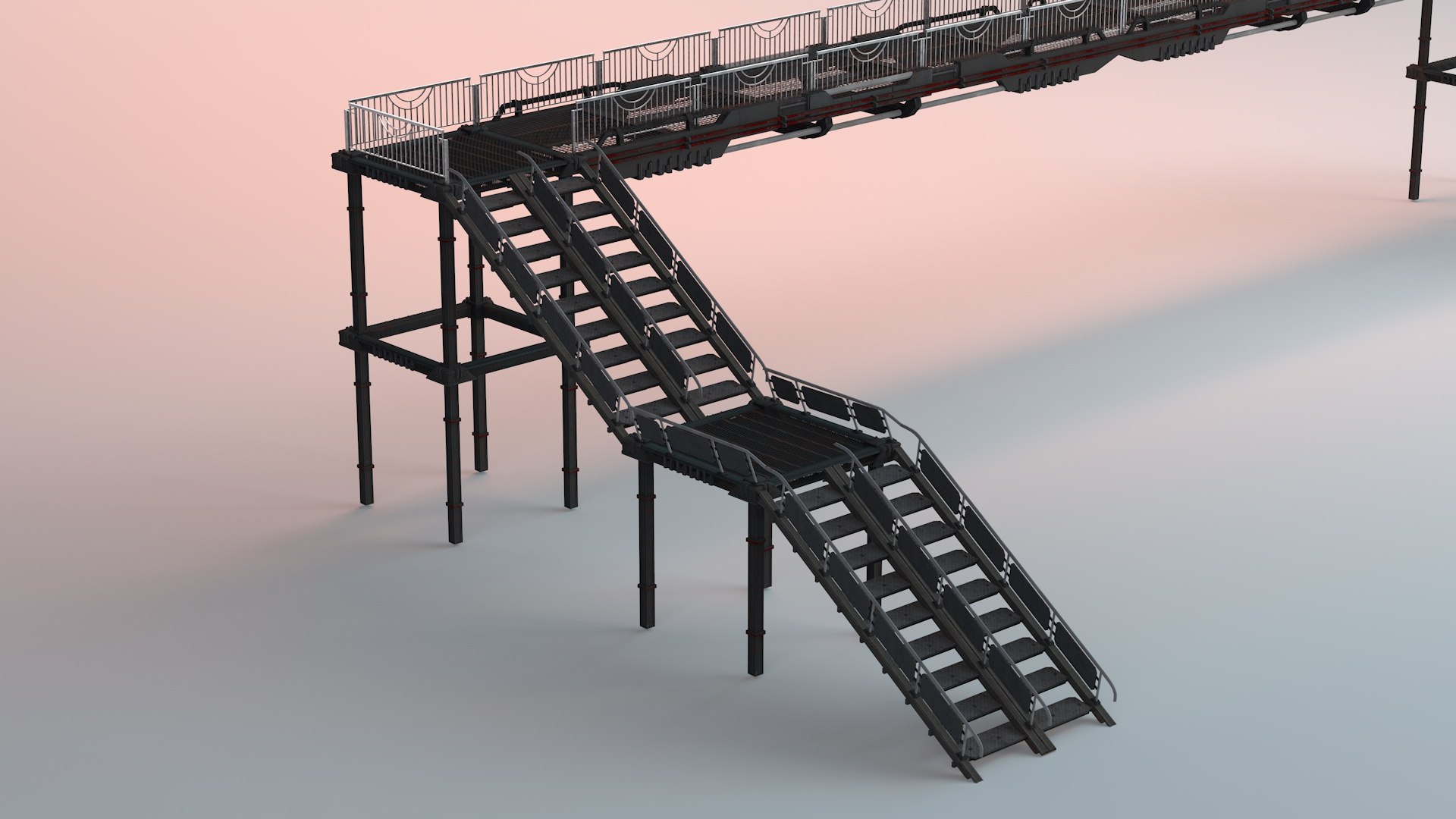 Overpass Pedestrian Road Crossing Bridge 3D Model - TurboSquid 1927663