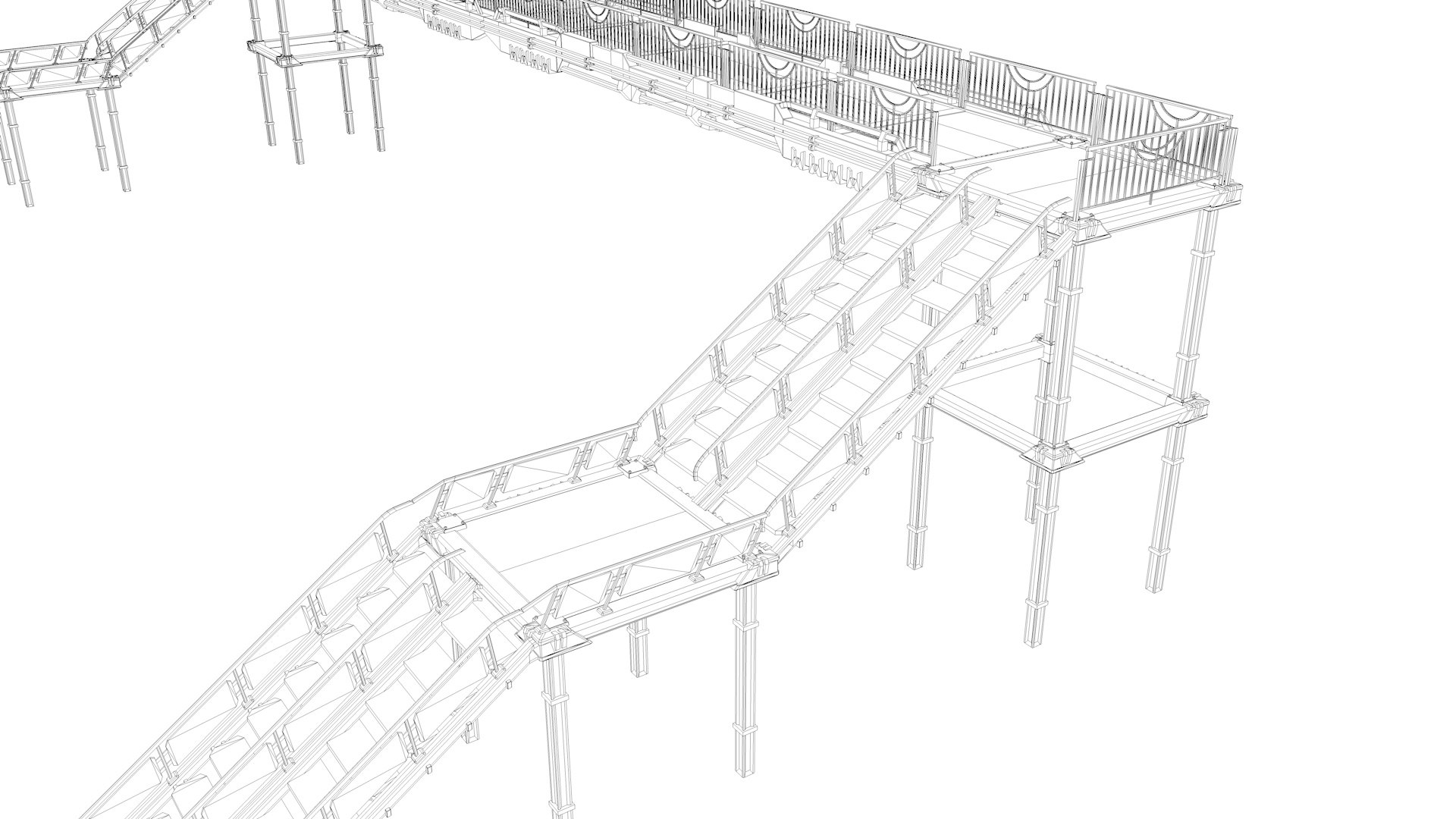 Overpass Pedestrian Road Crossing Bridge 3D Model - TurboSquid 1927663