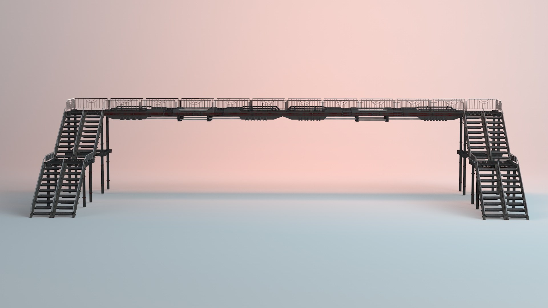 Overpass Pedestrian Road Crossing Bridge 3D Model - TurboSquid 1927663