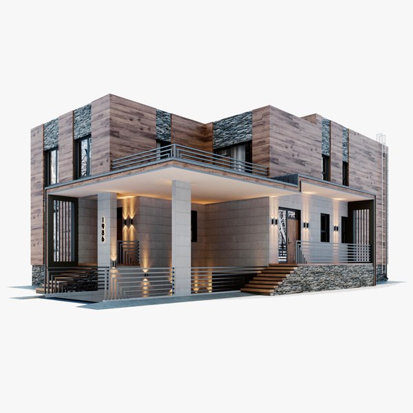 modelo 3d Moderna cabaña de dos pisos con sótano. - TurboSquid 2137217