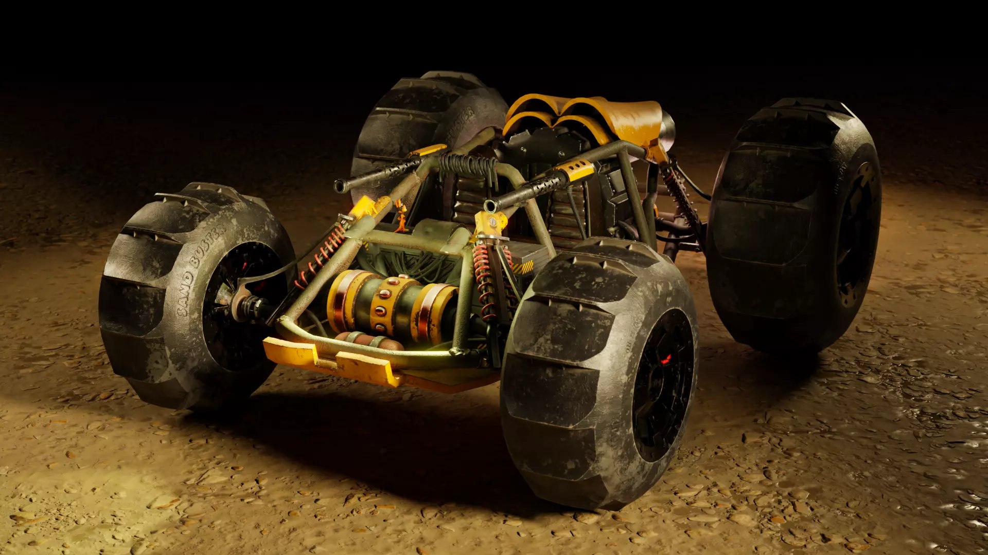 modelo 3d Modelo 3D de baja poli con aparejo de buggy de dunas ...