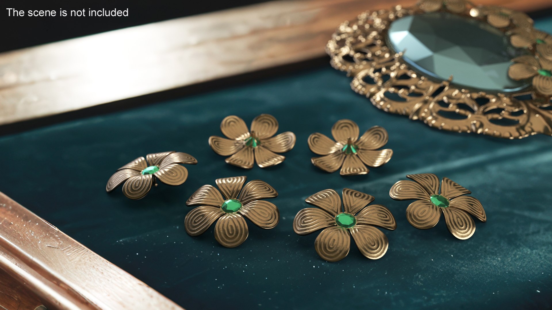 3D Model Antique Gilded Decorative Flowers - TurboSquid 2414804