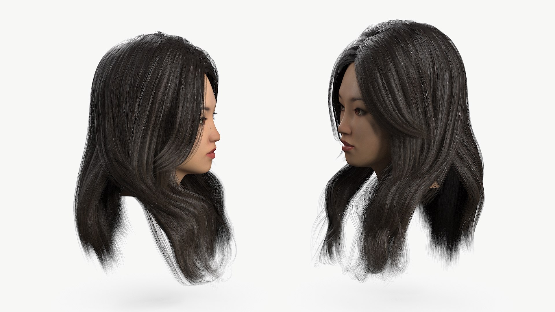 3D Model Asian Woman Head With Long Black Hair - TurboSquid 2367688