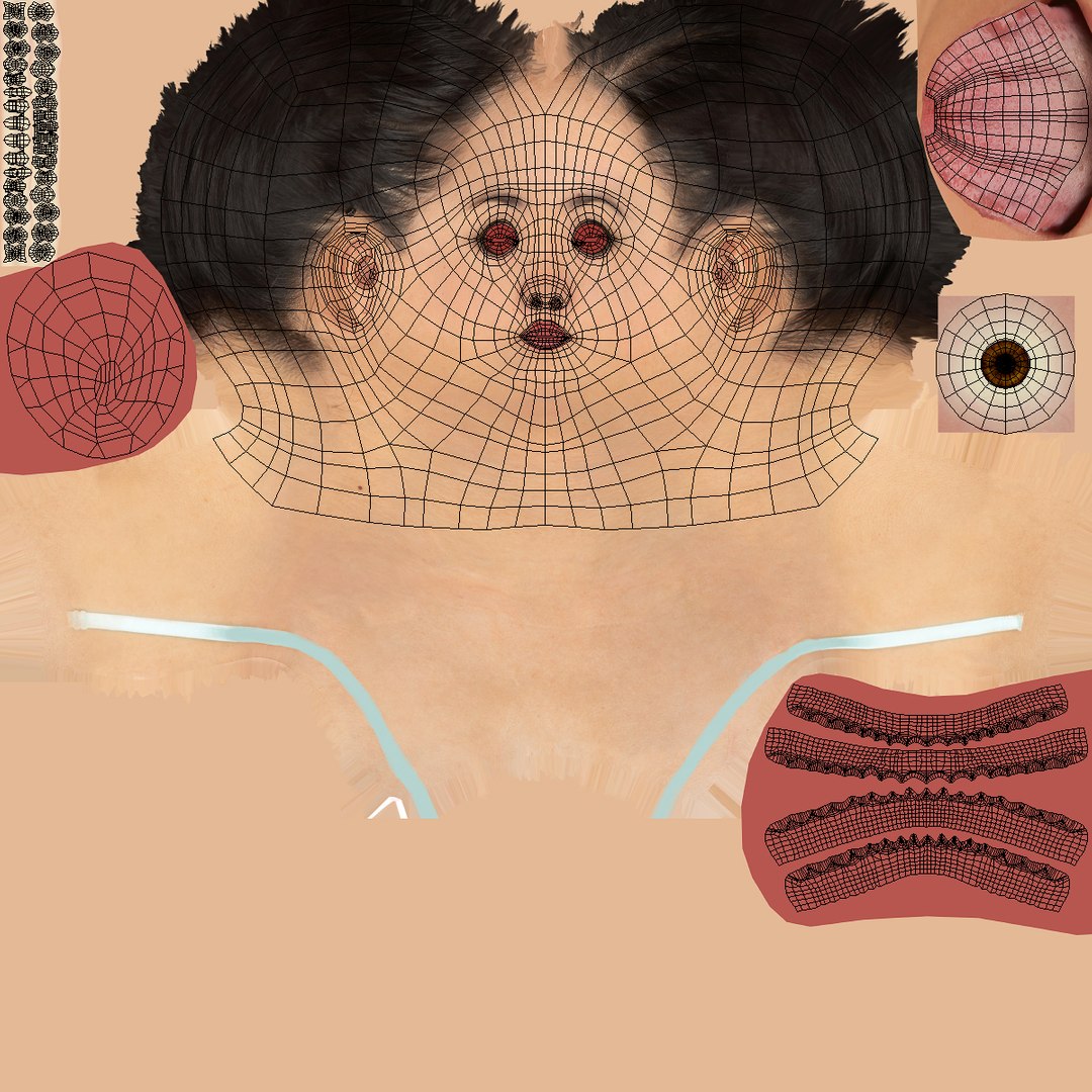 3D Model Asian Woman Head With Long Black Hair - TurboSquid 2367688