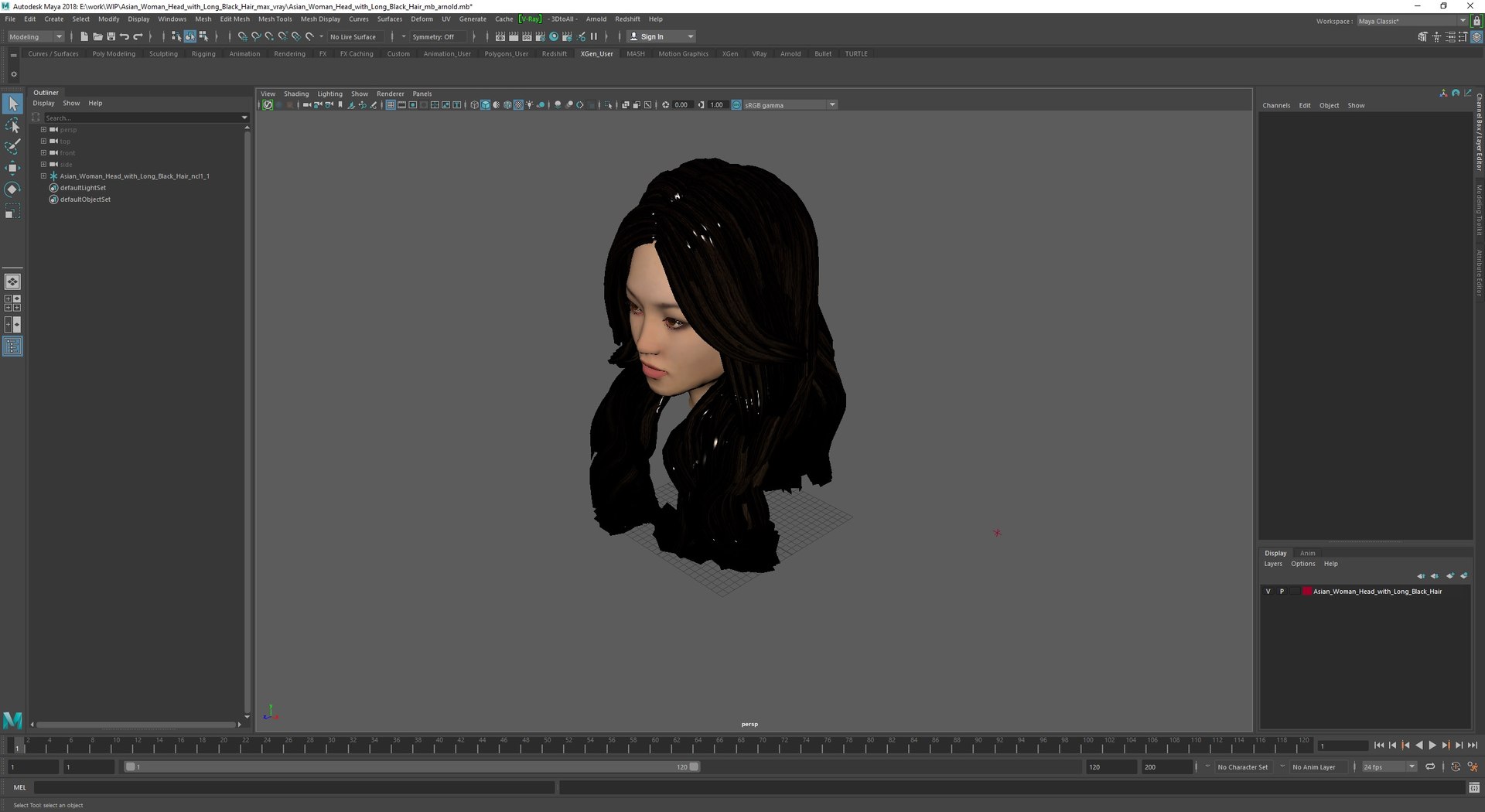 3D Model Asian Woman Head With Long Black Hair - TurboSquid 2367688