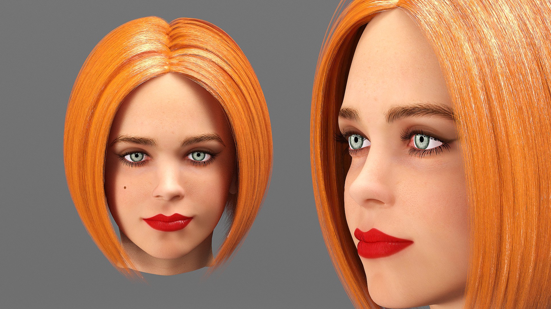 Red Haired Teenage Girl Head 3D - TurboSquid 2367774