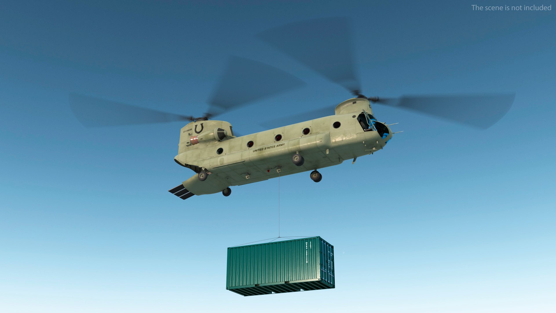 3D US Army Transport Helicopter With 20 ft ISO Container Rigged model ...