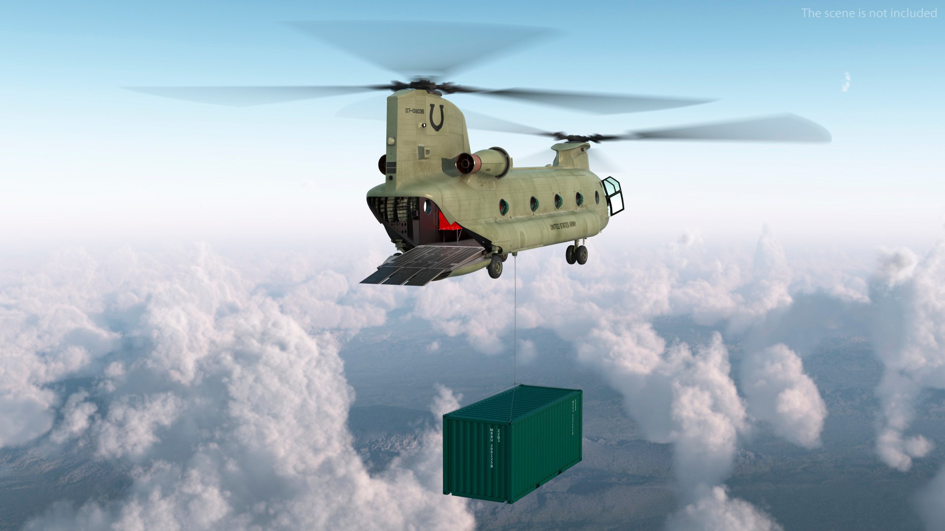 3D US Army Transport Helicopter With 20 ft ISO Container Rigged model ...
