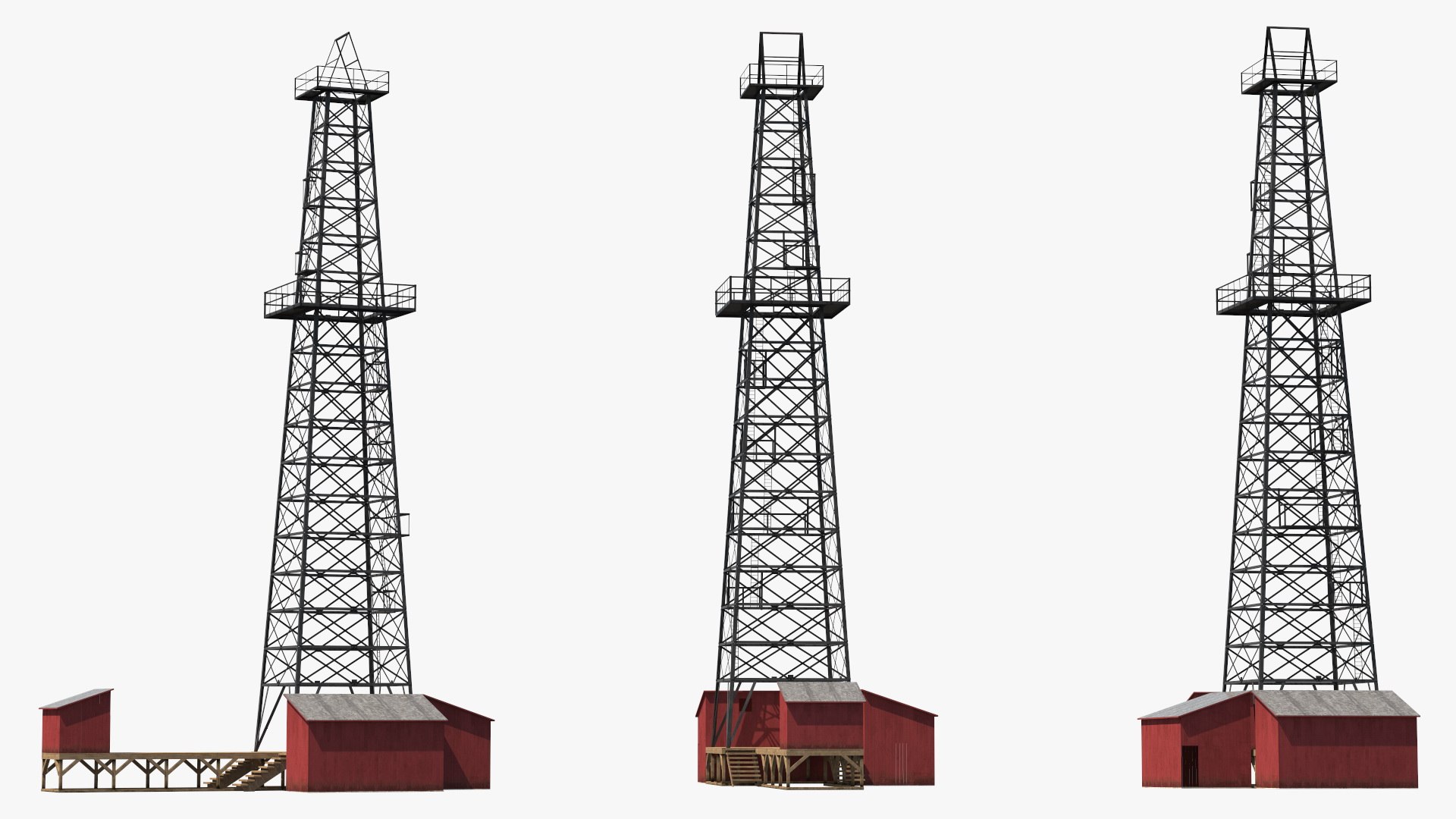 3D Model Oil Derrick Structure With Attached Storage Shed - TurboSquid ...
