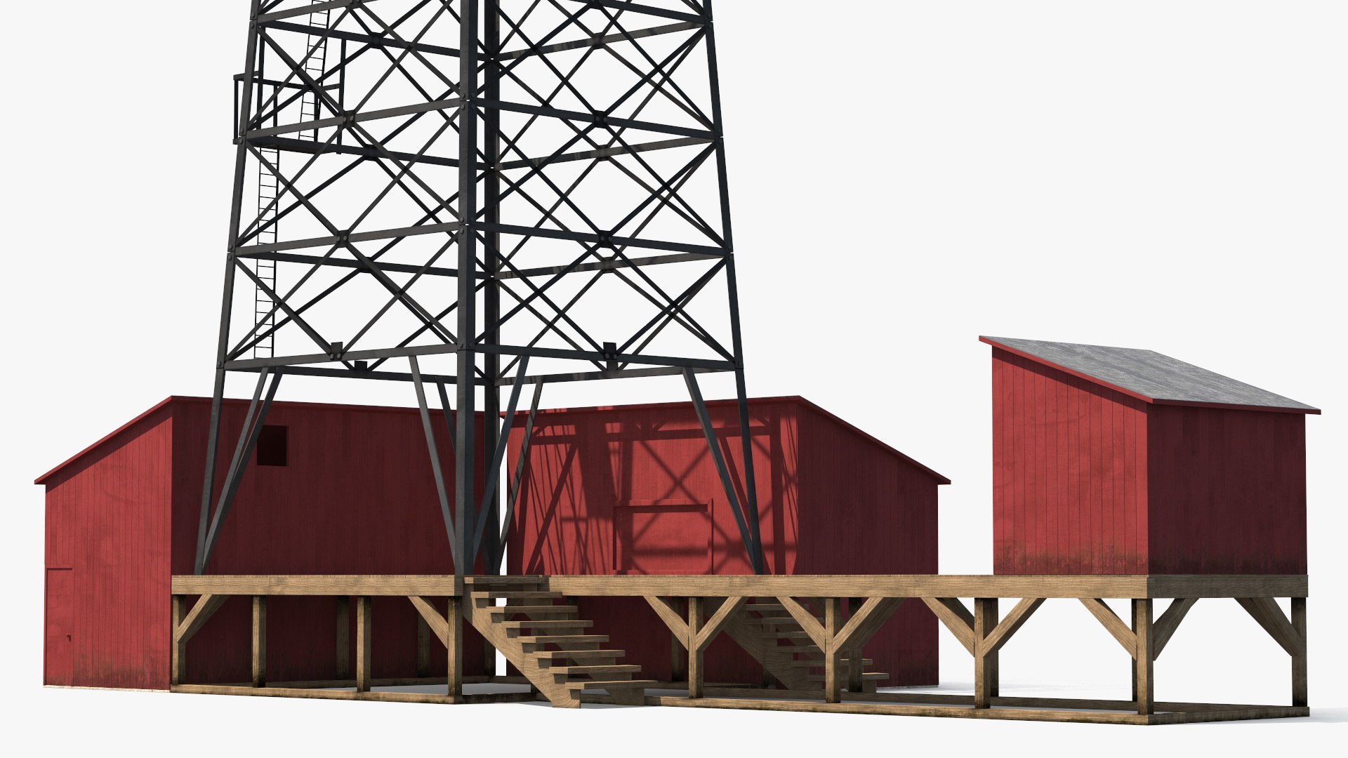 3D Model Oil Derrick Structure With Attached Storage Shed - TurboSquid ...