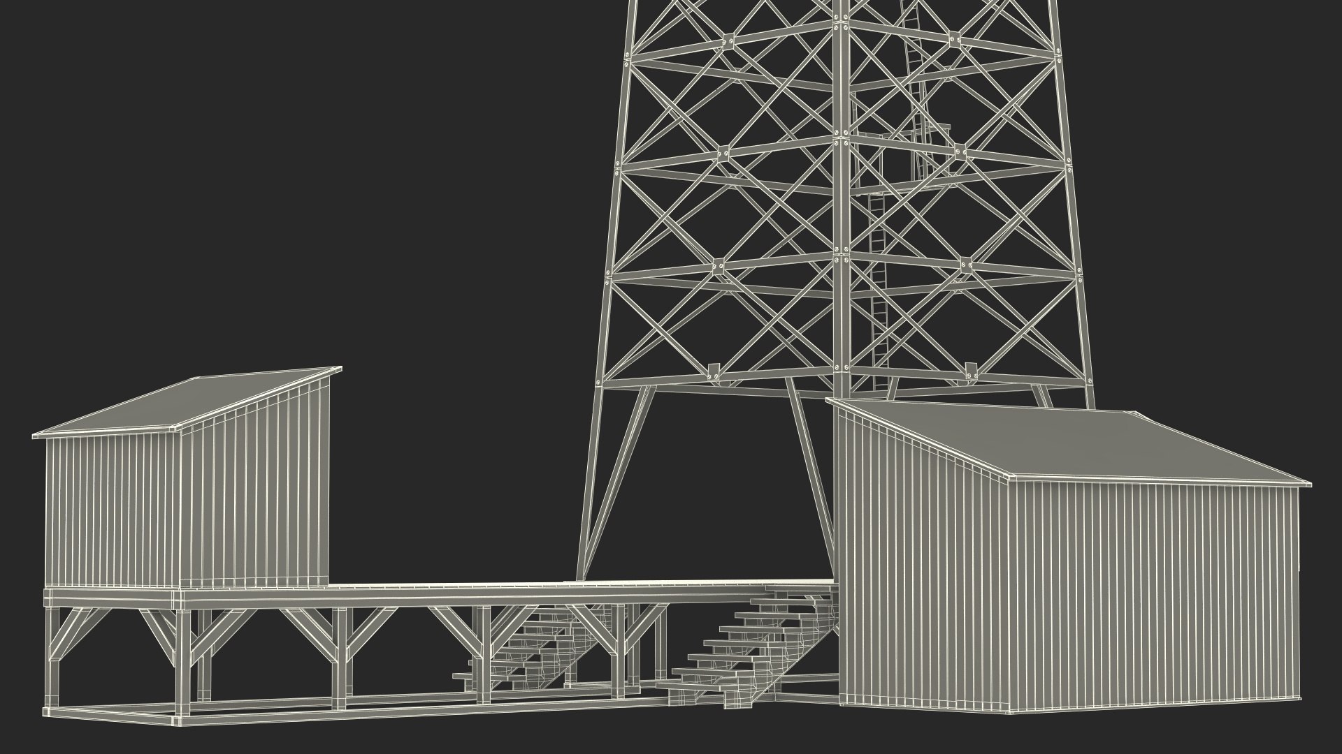 3D Model Oil Derrick Structure With Attached Storage Shed - TurboSquid ...