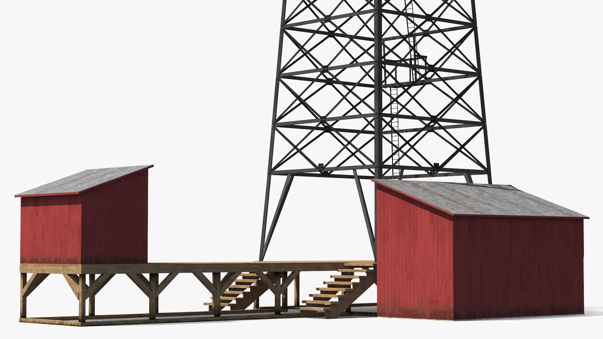 3D Model Oil Derrick Structure With Attached Storage Shed - TurboSquid ...