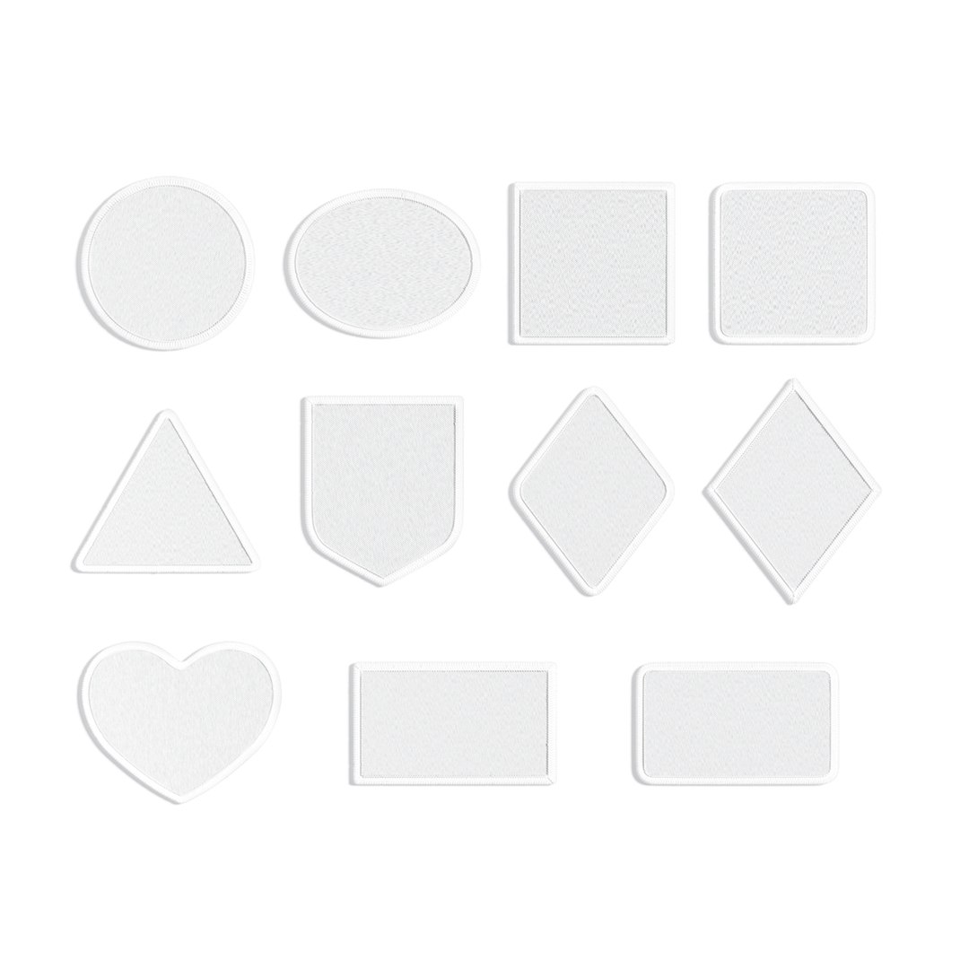 3D White Embroidered Patch Set - 11 Shapes Lying Embroidery Badges ...