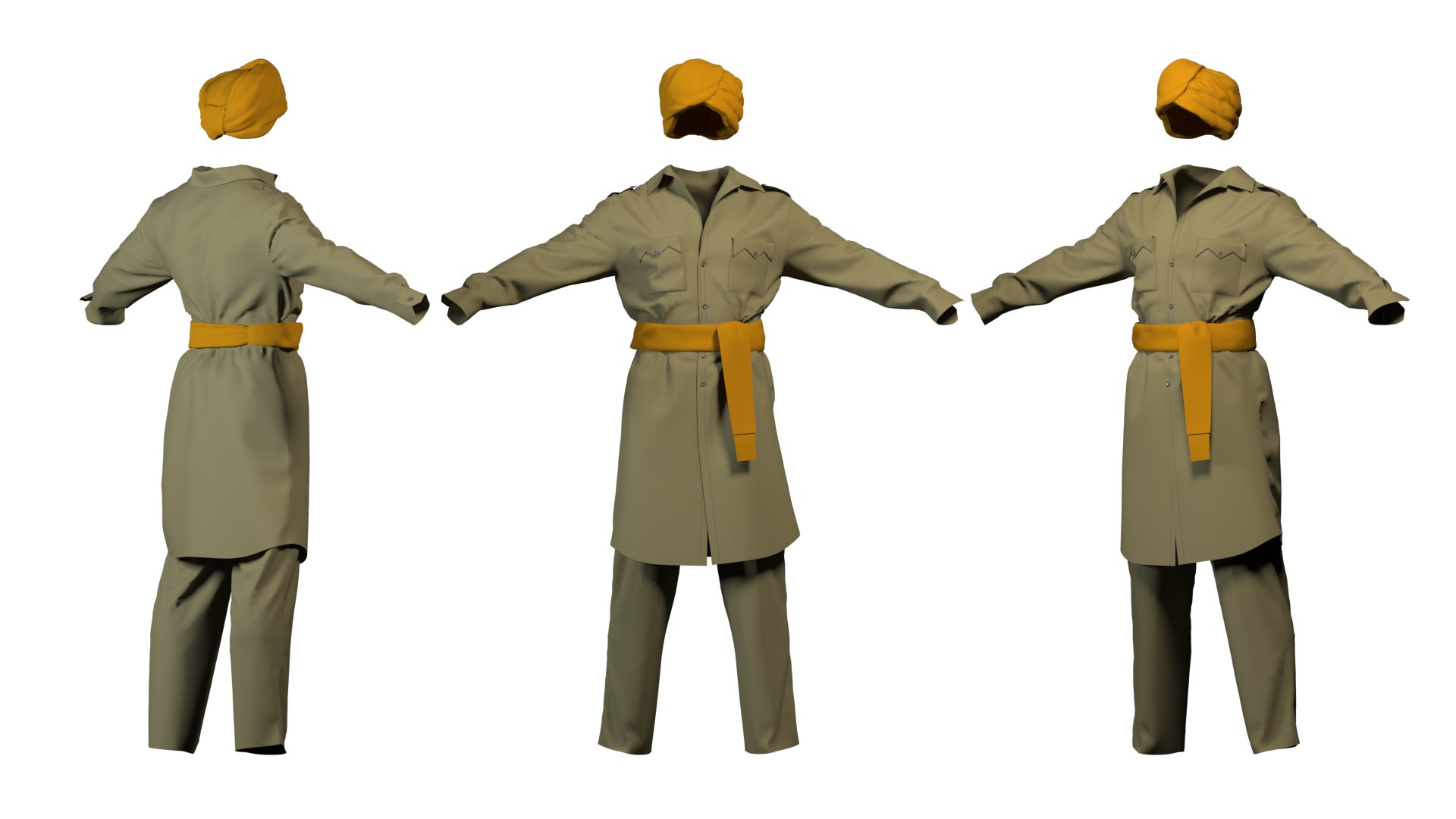 Police Military Officer Turbaned Weapon Outfit 3D - TurboSquid 2005218