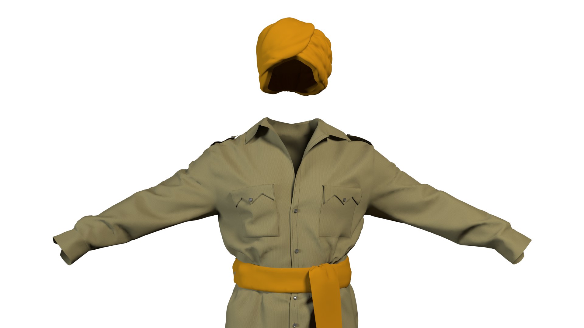 Police Military Officer Turbaned Weapon Outfit 3D - TurboSquid 2005218