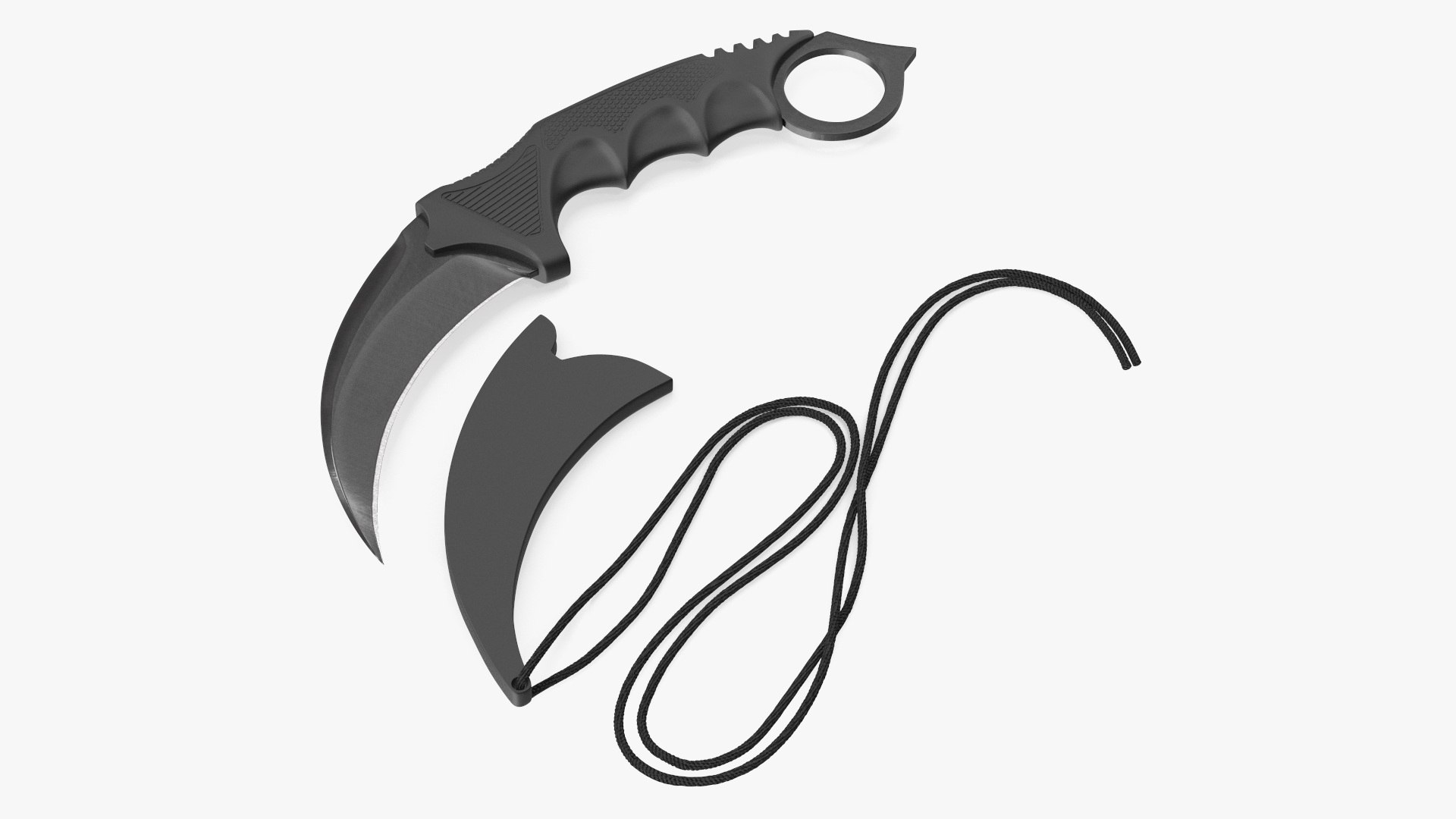 3D Combat Karambit Knife With Sheath Black - TurboSquid 2065218