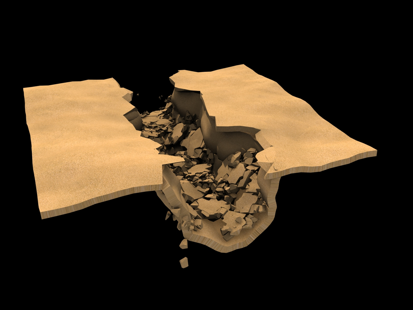 3d model ground crumbling
