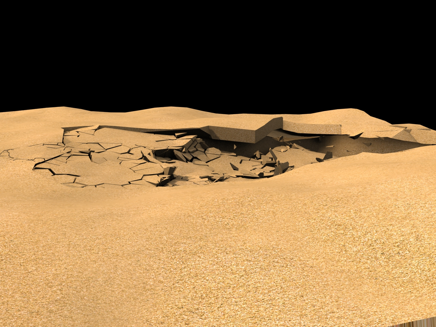 3d model ground crumbling