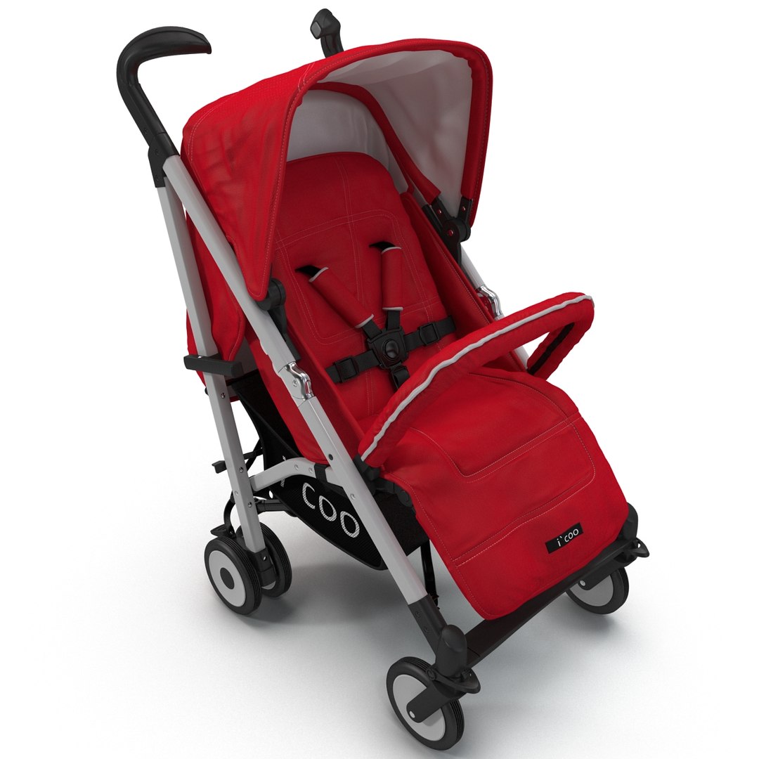 3d red umbrella stroller icoo model