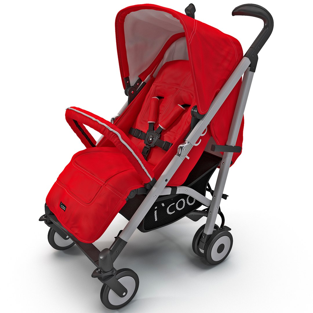 3d red umbrella stroller icoo model