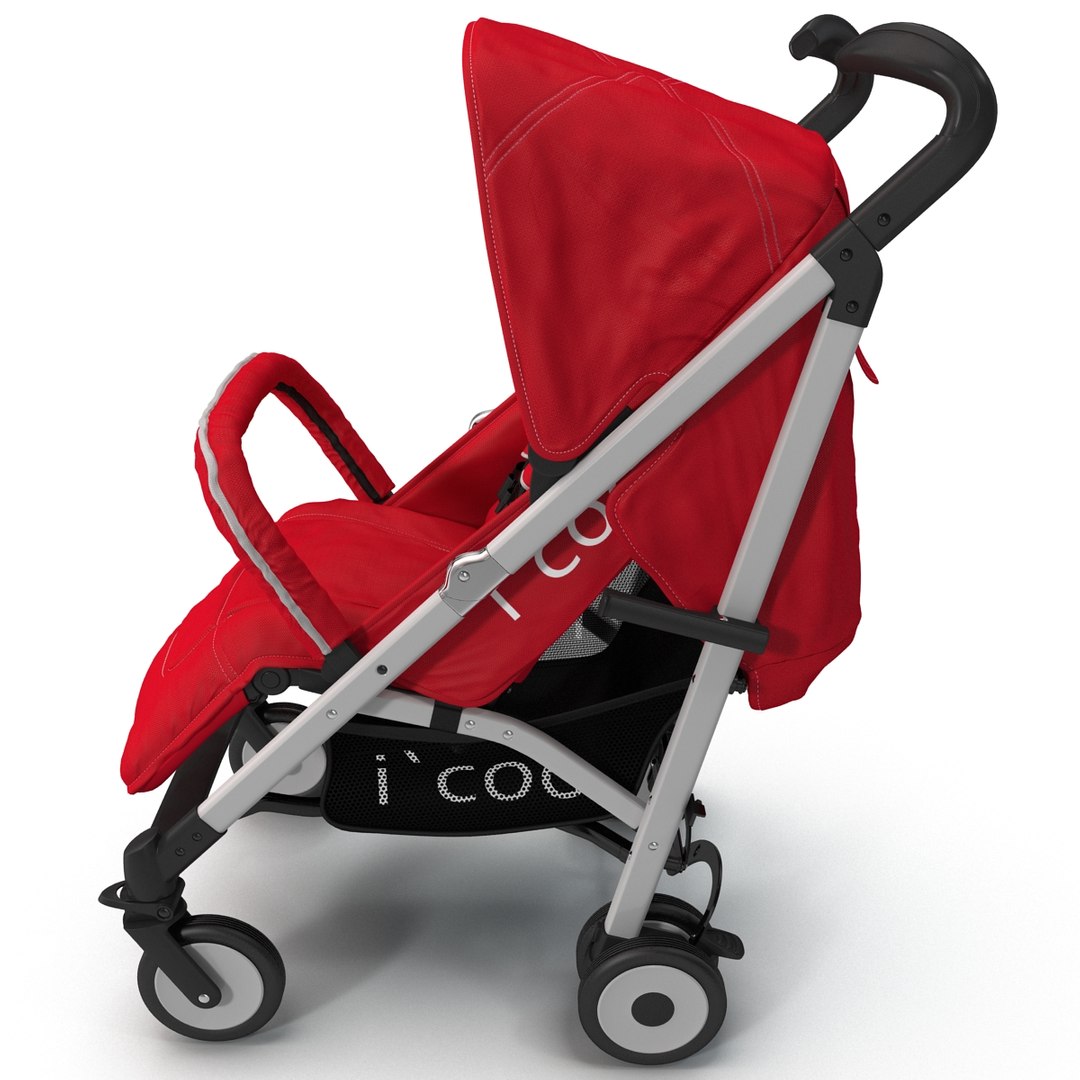 3d red umbrella stroller icoo model