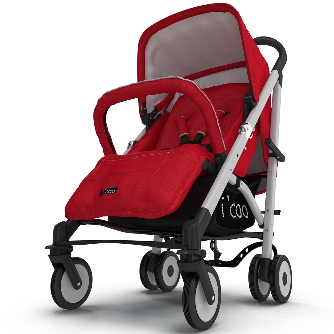 3d red umbrella stroller icoo model