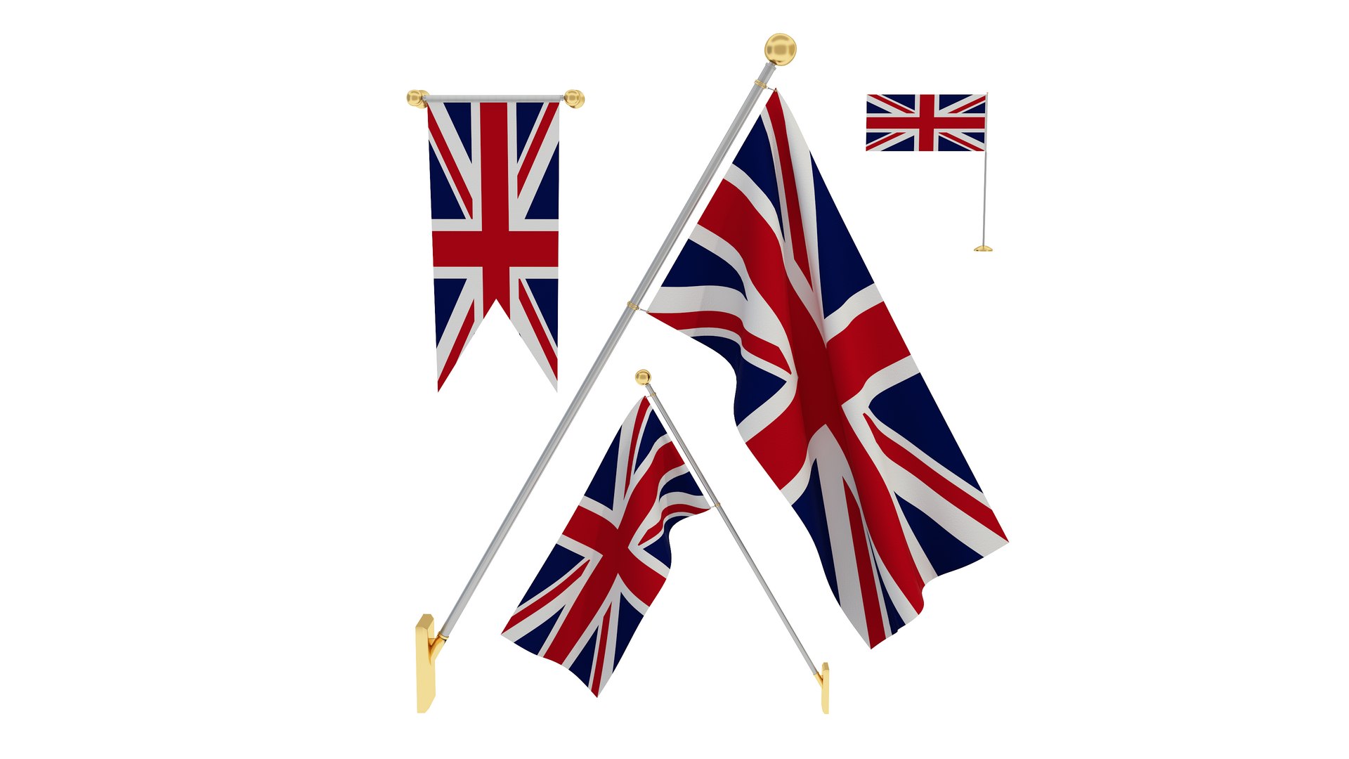 3D Model United Kingdom Flag Set - TurboSquid 2399191