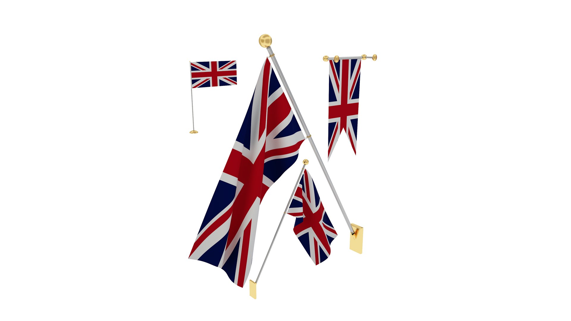 3D Model United Kingdom Flag Set - TurboSquid 2399191